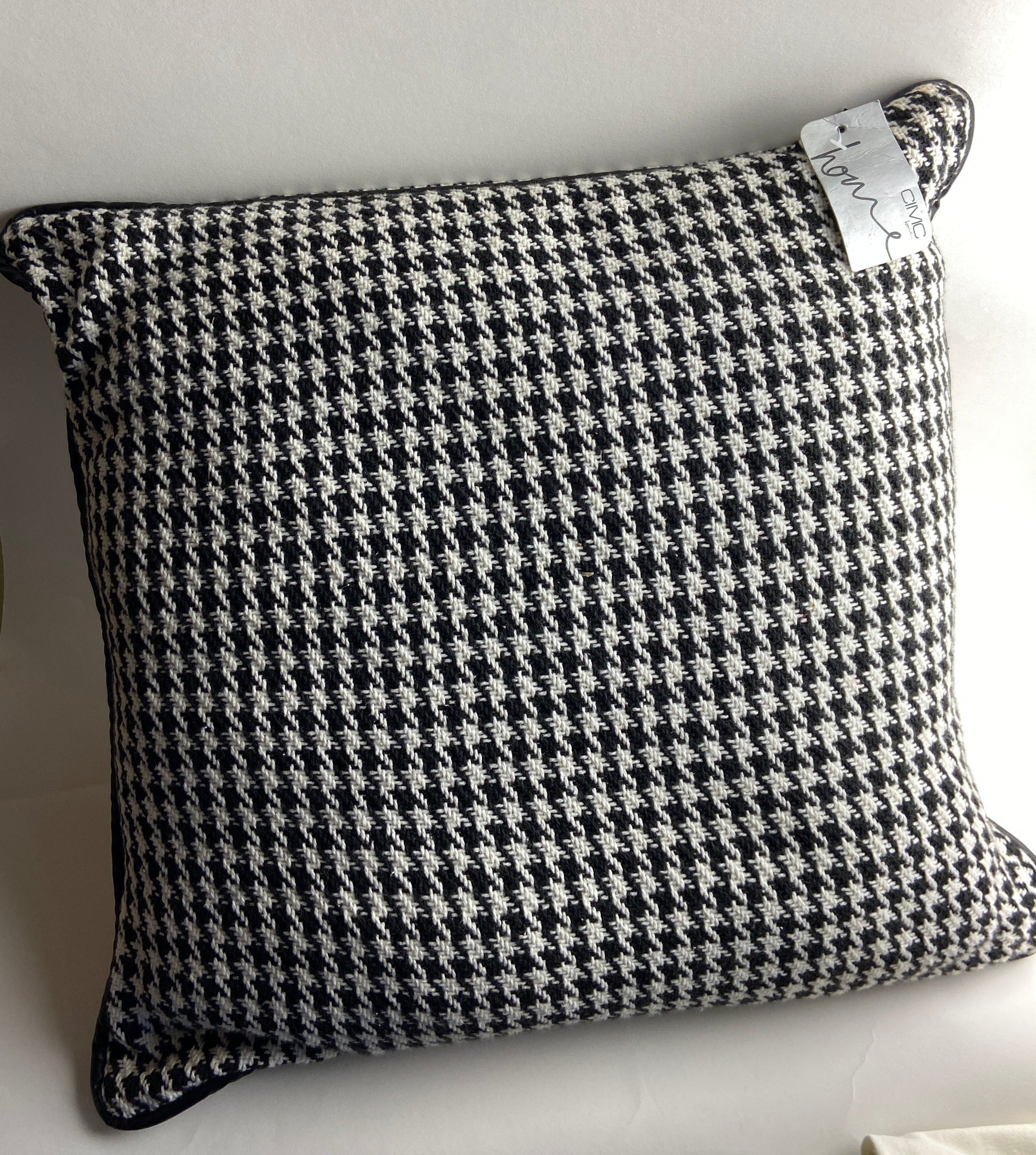 Houndstooth Check Cushion by CIMC Home - Black & White - 43 x 43 cm ...